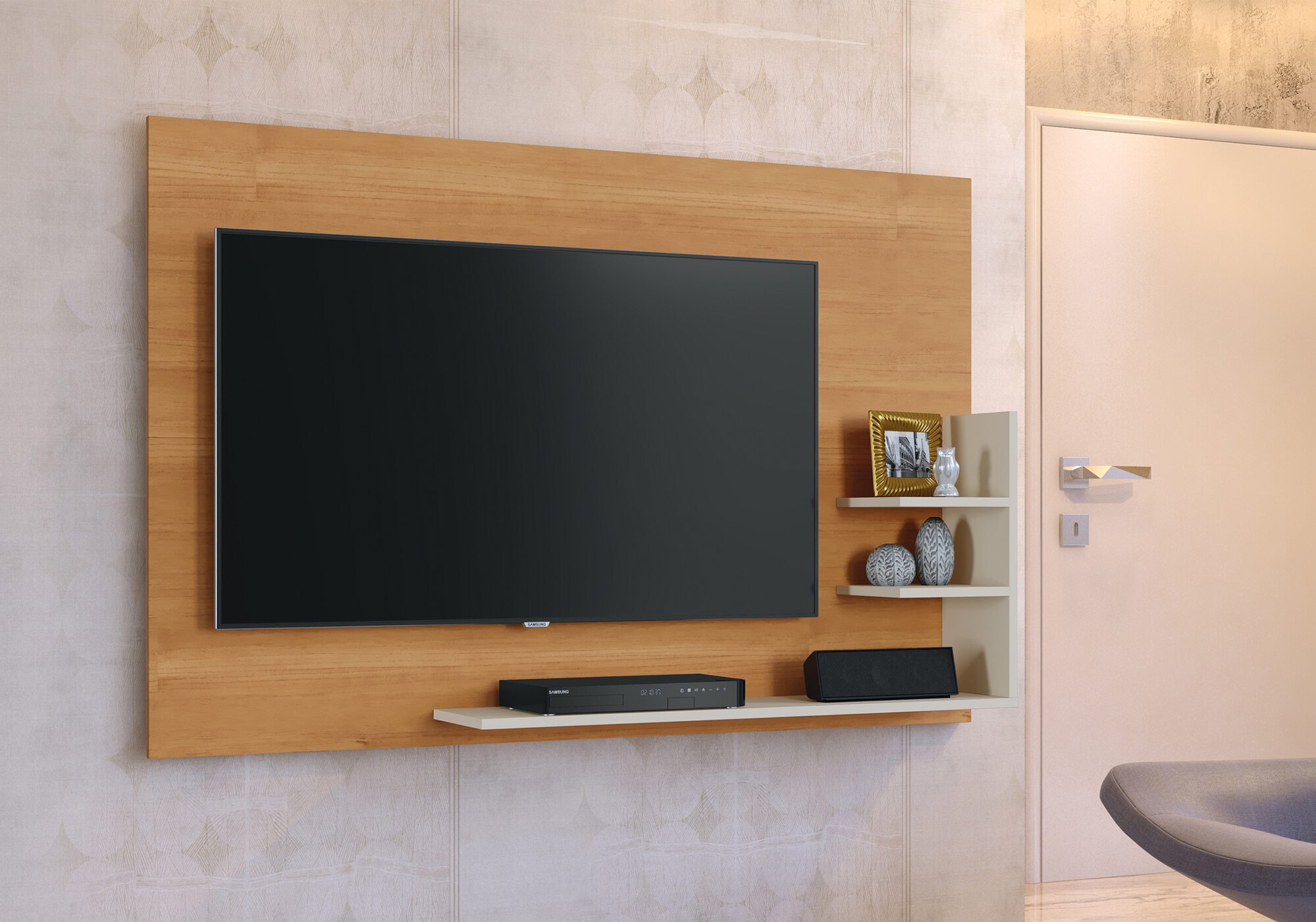 Painel Exclusive para TV até 43 Polegadas:Naturalle/Off White ...