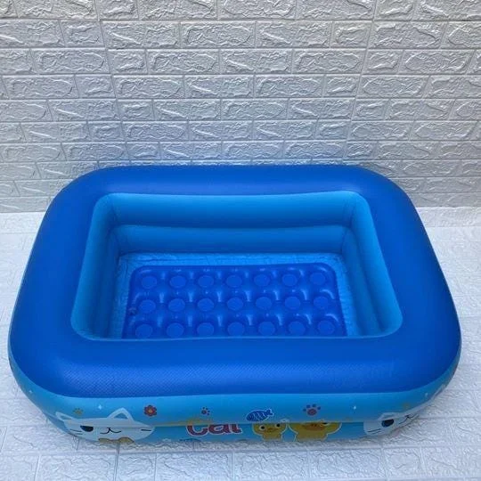 Piscina Infantil Retangular 2 Anéis 120cm Inflável Azul | MadeiraMadeira