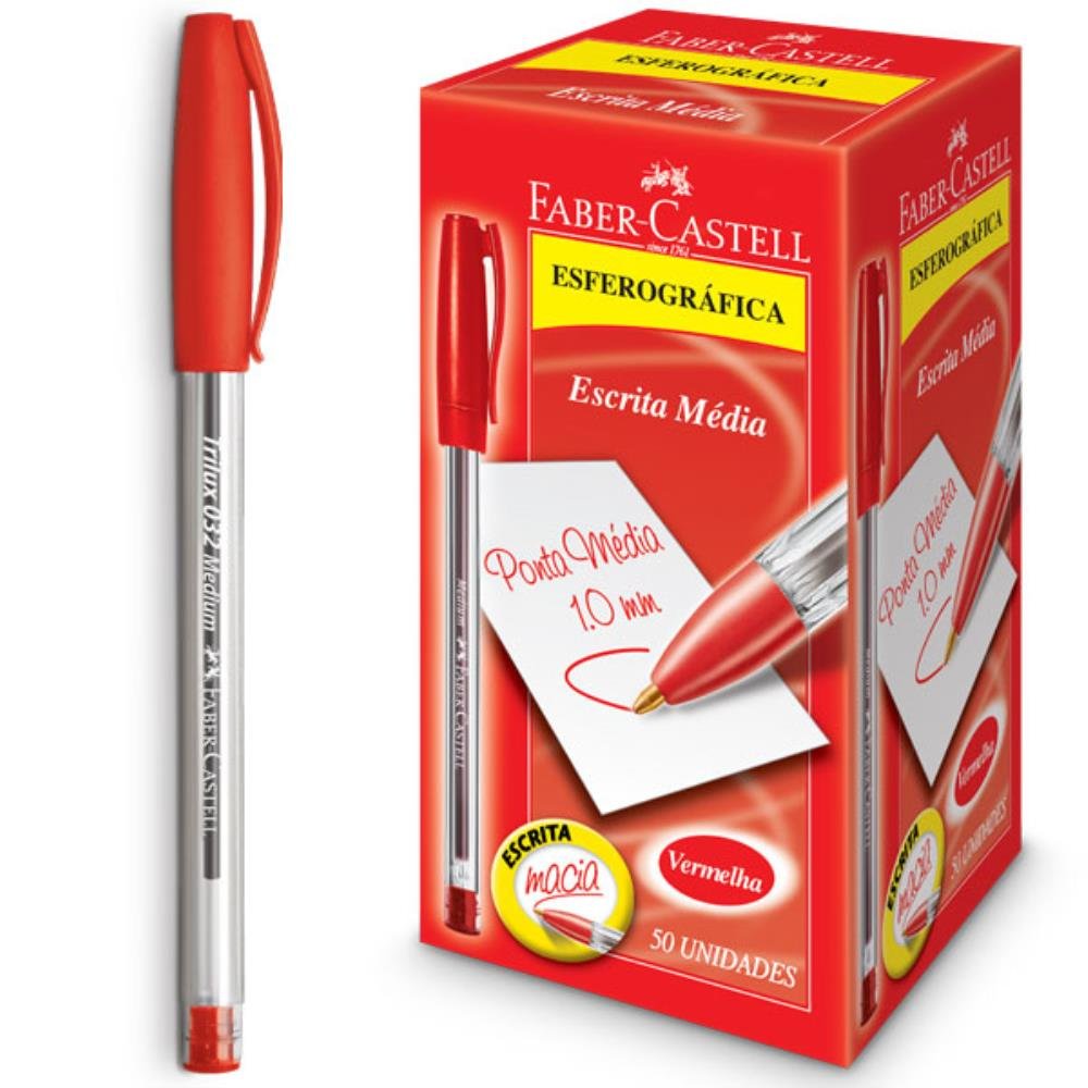 Caneta Esferografica Trilux Ponta Media Vermelha | MadeiraMadeira Caneta Esferografica Trilux Ponta Media Vermelha | MadeiraMadeira