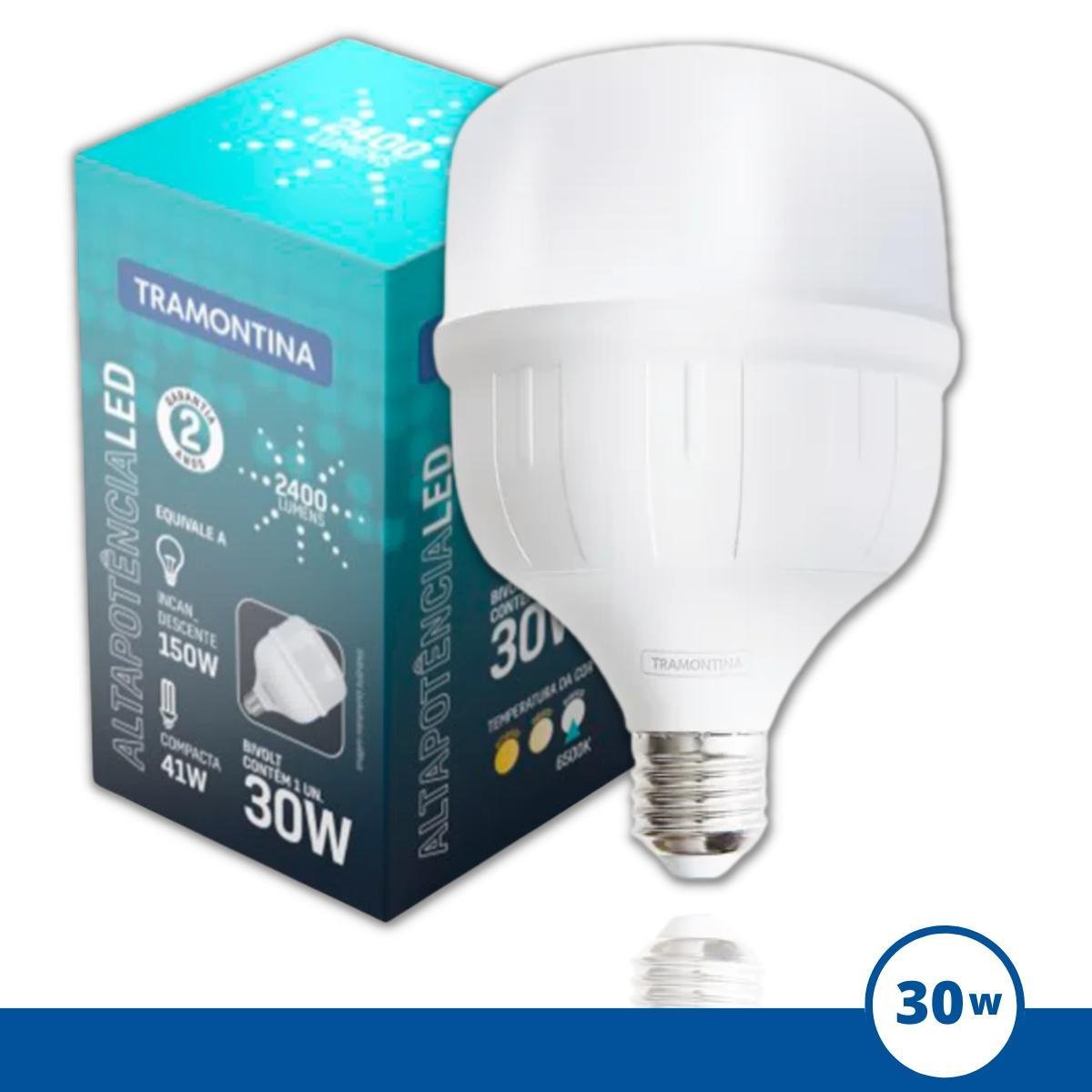 Kit 10 Lâmpada Led Bulbo 30W E27 6500K Bivolt Tramontina | MadeiraMadeira