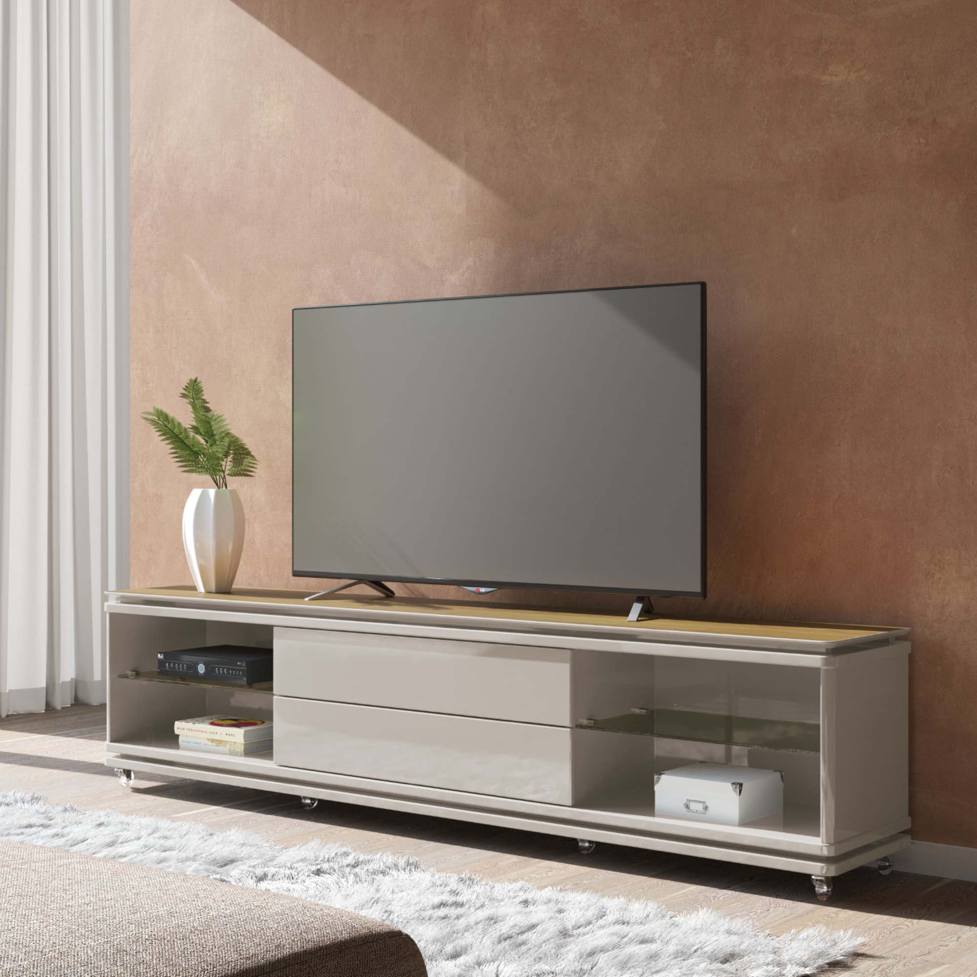 Rack para TV até 75 Polegadas Martin (184cm) - Off White/Freijó ...