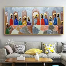 Quadro Santa Ceia Moderna Pintado A Mão | MadeiraMadeira