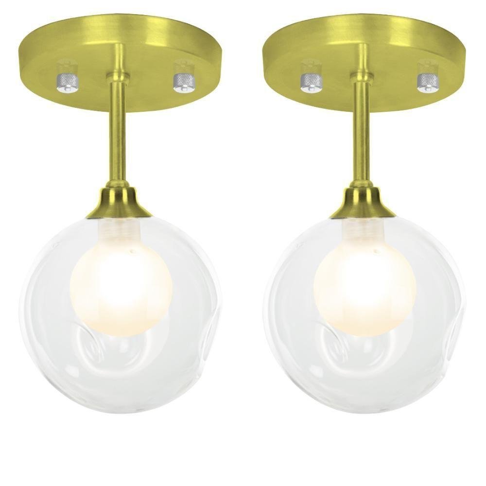 Kit 2 Lustre Plafon Harmony Dourado 23x14 Cm | MadeiraMadeira