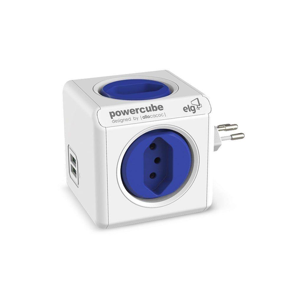 Powercube Original Pwc-r4u Elg Azul 4 Tomadas + 2 Usb | MadeiraMadeira