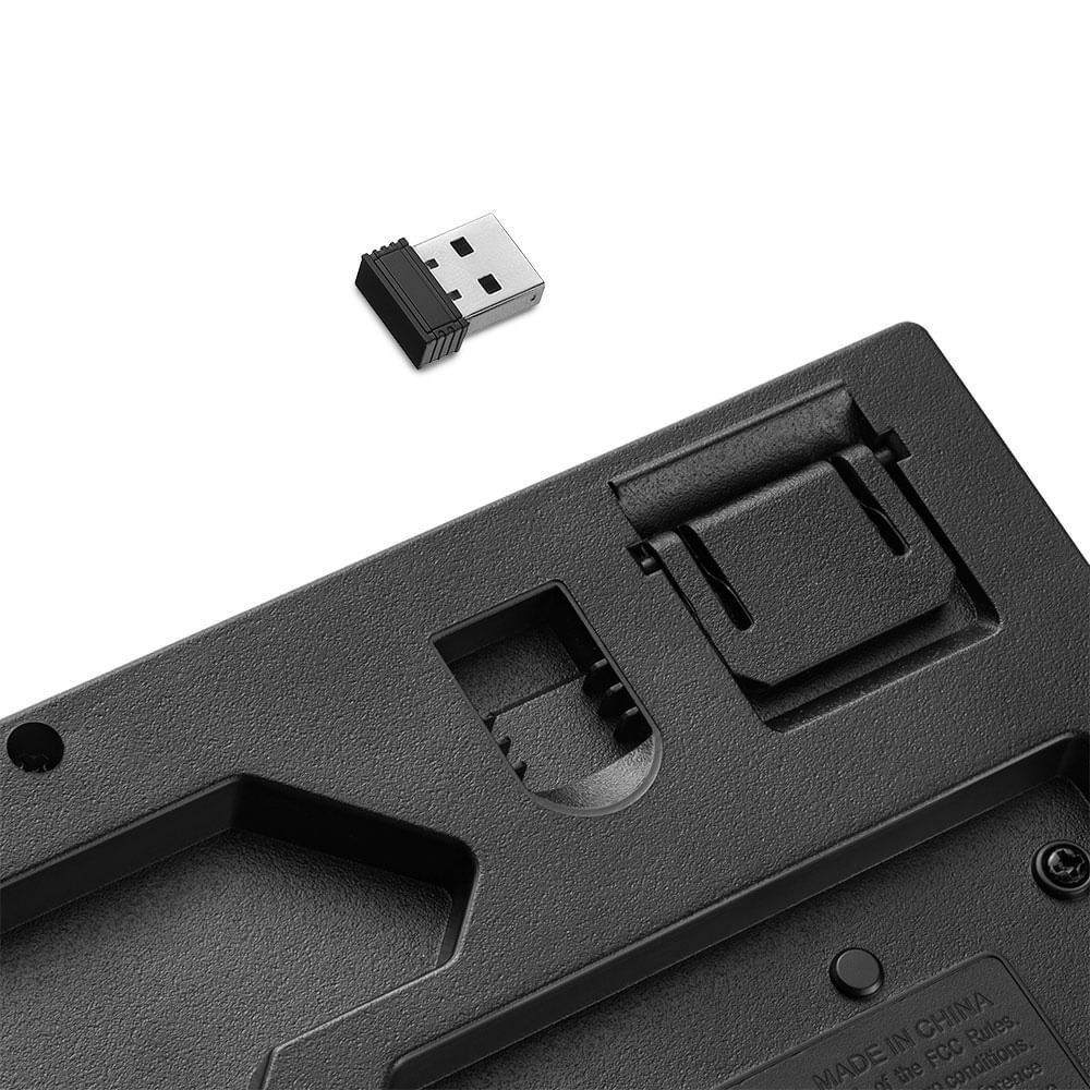 Teclado sem Fio Slim Conexão 2.4ghz Usb 12 Teclas Multimídia Preto ...