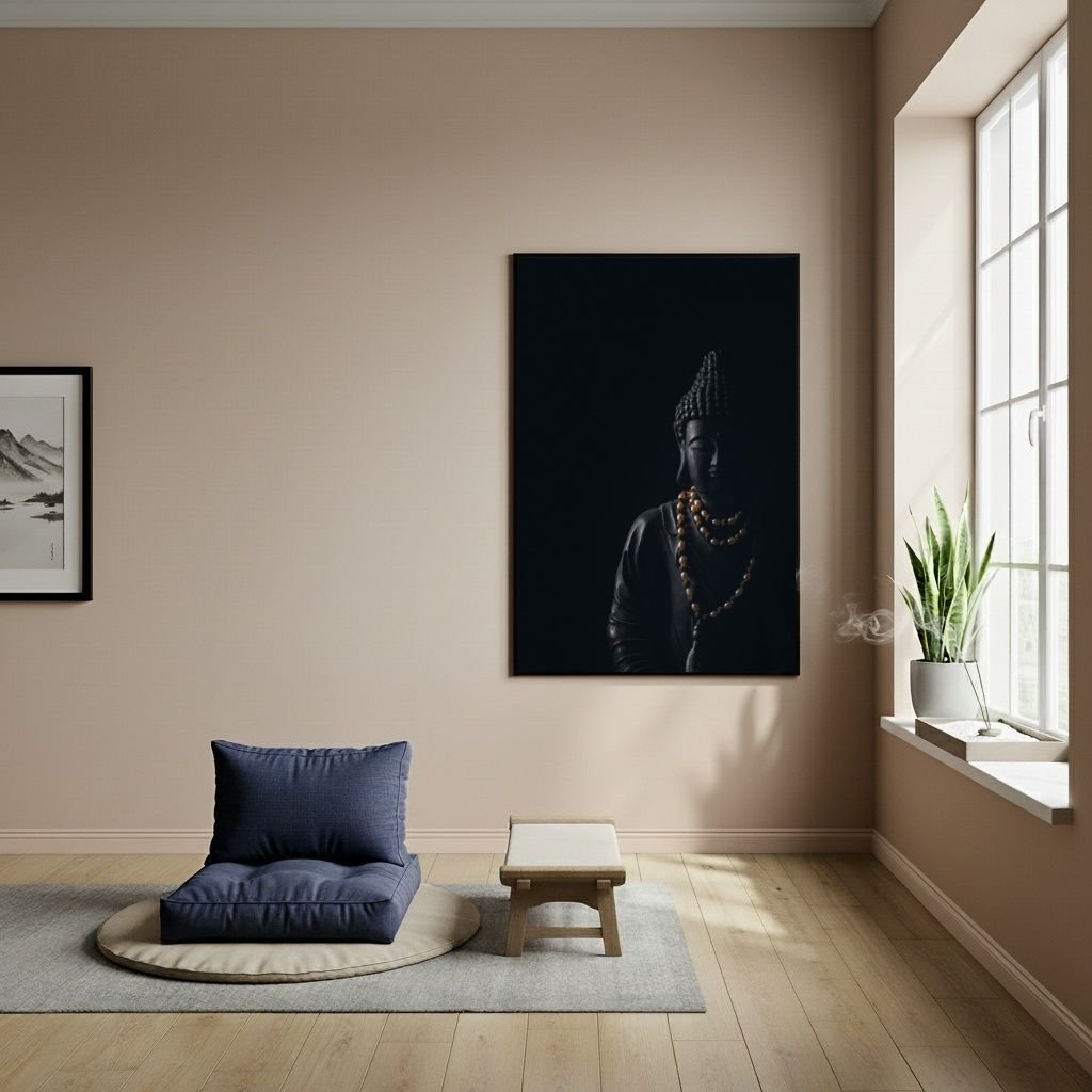 Quadro Buda Negro Símbolo de Sabedoria Equilíbrio - 70x50cm:moldura ...