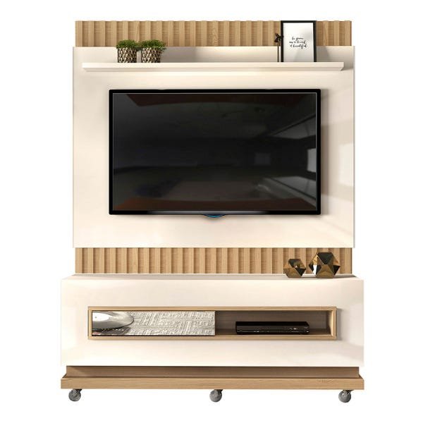 Rack Bancada com Painel para Tv Até 60 Polegadas Veneza Espelhado D04 Creme/Areia - Adj Decor ...