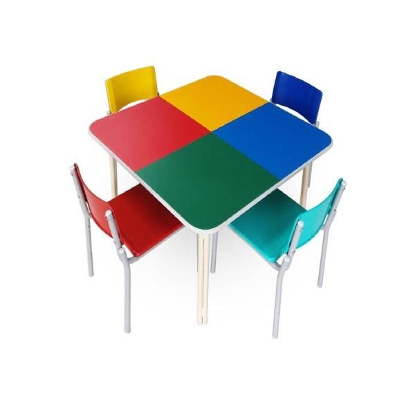 Conjunto Quadrado com 04 Cadeiras - Formicada - Juvenil 06 A 9 Anos ...