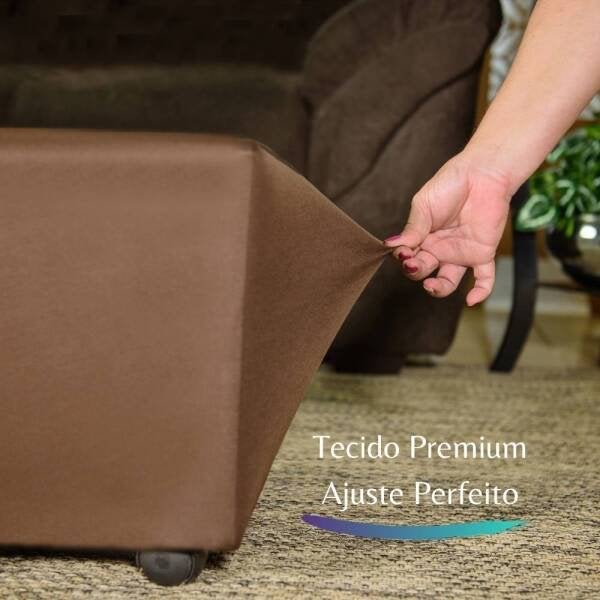 Capa para Puff Quadrado Plus Linda Luxo Marrom | MadeiraMadeira