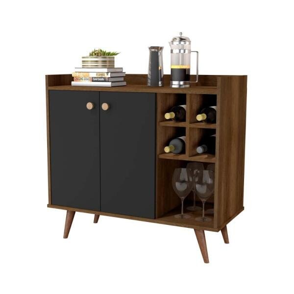 Balcão Buffet Adega 1212 Canela Preto | MadeiraMadeira