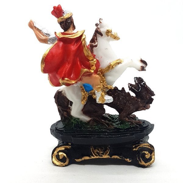 Imagem Estátua São Jorge Colonial Capa Vermelha Resina 12 Cm ...