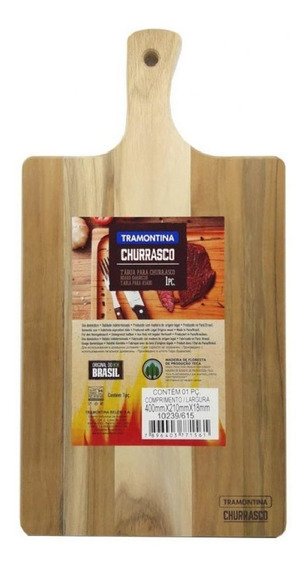 Tábua para Churrasco Retangular c/ Cabo 40x21x18cm Tramontina ...