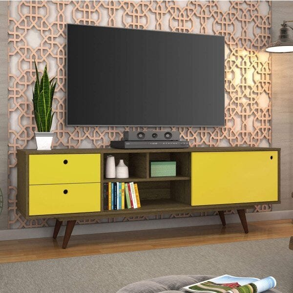 Rack para TV até 55 Polegadas 1 Porta 2 Gavetas Retrô 85 Olivar ...