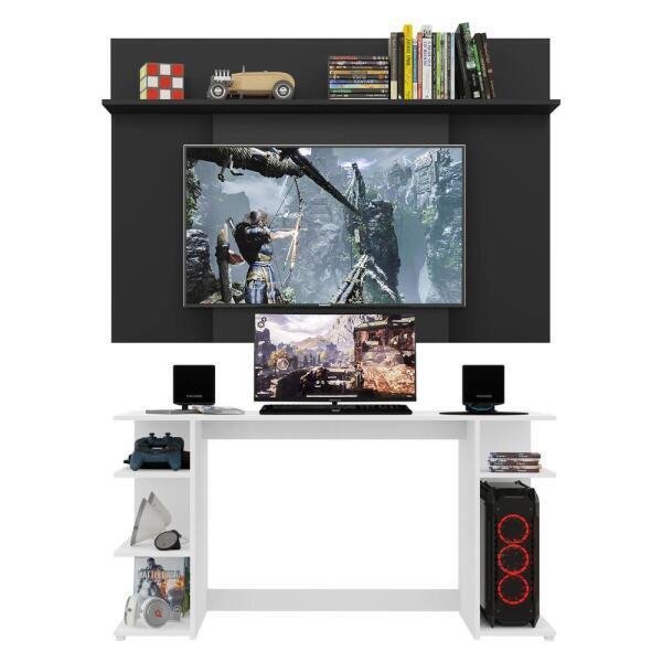 Mesa Gamer com Painel TV 55 Polegadas e Prateleira Guilda Plus ...
