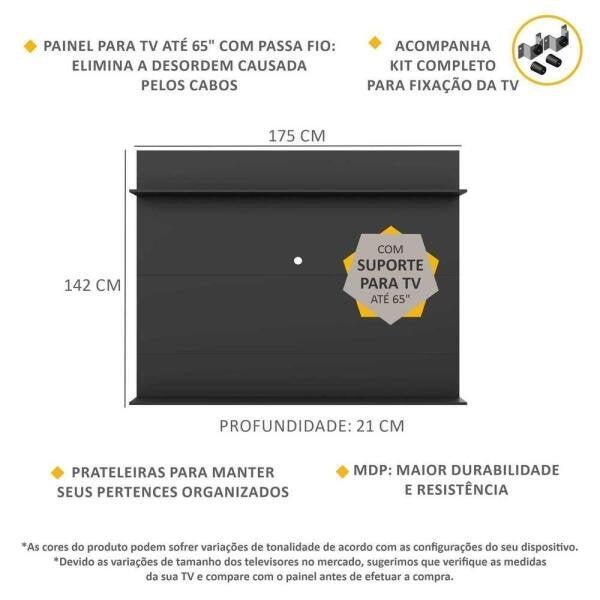 Painel com Suporte TV 65 Polegadas e Prateleiras Amsterdã Classic ...