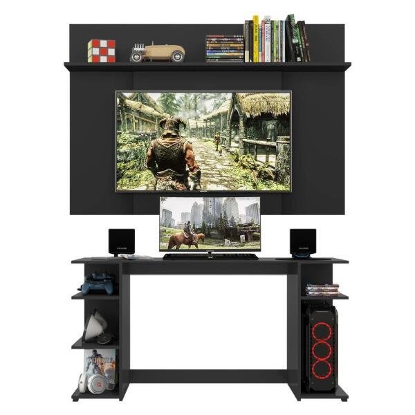 Mesa Gamer com Painel TV 55 Polegadas e Prateleira Guilda Plus ...