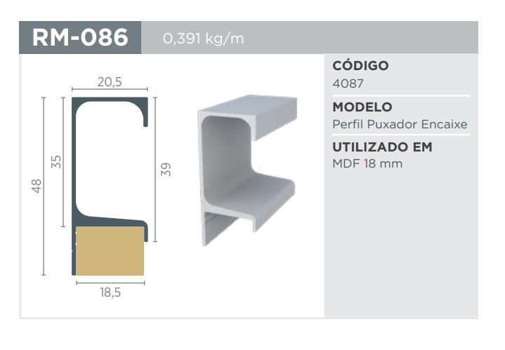 PERFIL PUX RM-086 ENCAIXE 18MM INOX MATTE ESC 6M | MadeiraMadeira
