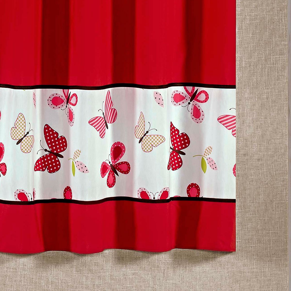 Cortina Sarah Infantil Vermelho Estampada 2m x 1,7m Ideal para Varão ...