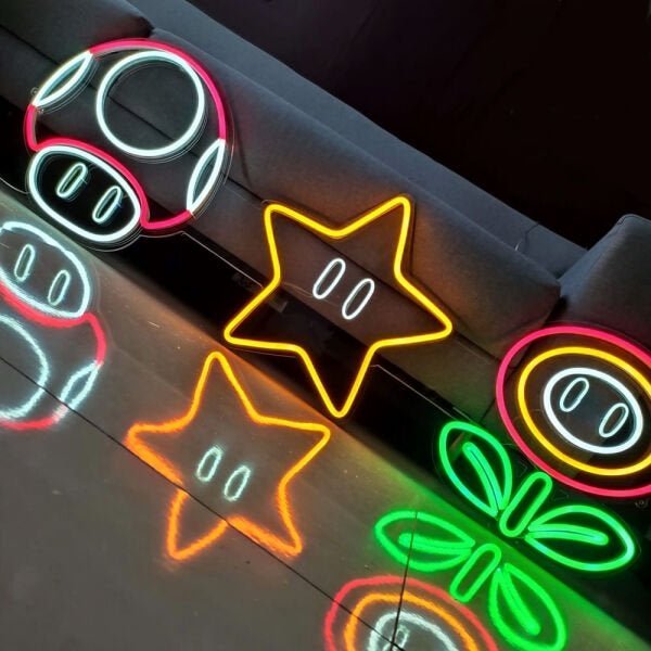 Letreiro Placa Neon Led - Super Mario Bros | MadeiraMadeira