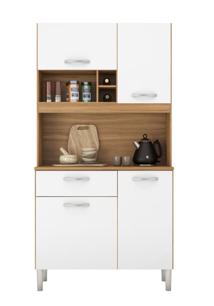 Kit Cozinha Malta 4 Portas 1 Gaveta:Amendola/Branco | MadeiraMadeira