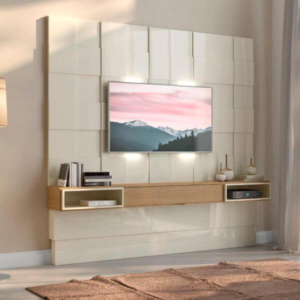 Painel para TV 75 Polegadas Off White Freijo Dalla Costa | MadeiraMadeira