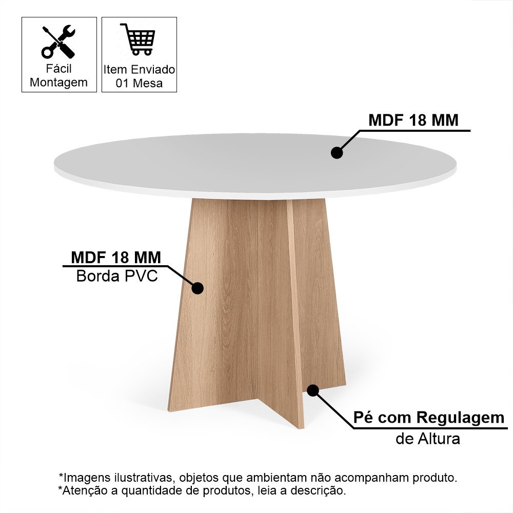 Mesa de Jantar Redonda 4 Lugares 90cm Isabela Branco/jade - Straub Web | MadeiraMadeira