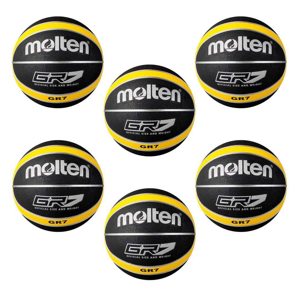 Kit com 6 Bola(s) Molten Basketball Rubber Cover GR7 Preto/Amarelo BGR7 ...