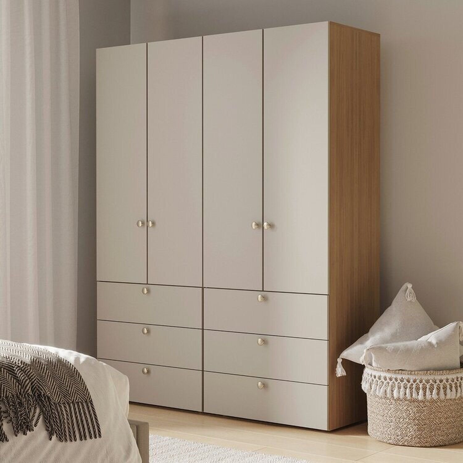 Guarda-roupa 2 Módulos 4 Portas 6 Prateleiras 6 Gavetas Frame Cabecasa ...