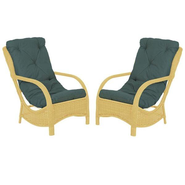 Poltronas Descanso para Área Externa Jardim Varanda em Alumínio e Vime 2Un Confort Amarelo A09 ...