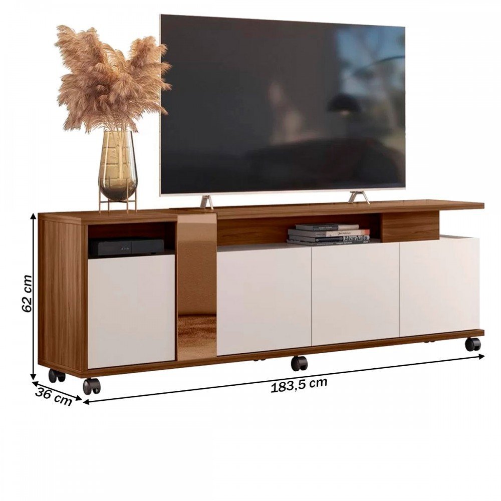 Rack para Tv até 75 Polegadas New Cristal 4 Portas Nogueira San Remo ...