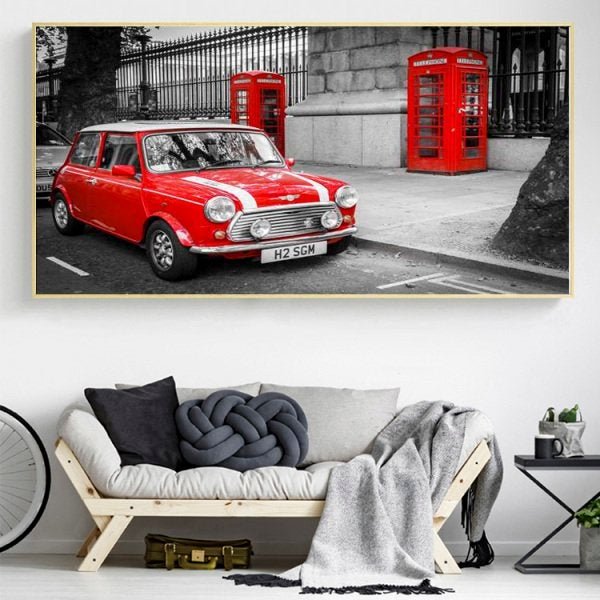 Quadro Ruas de Londres Carro Vintage- Tela Única - 150 x 100 cm ...