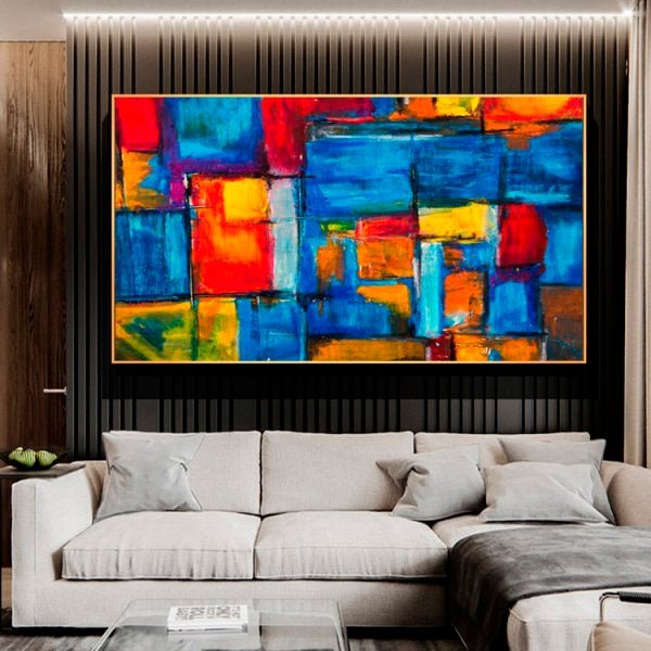 Quadro Abstrato Cores Mil - Tela Única - 120 x 90 cm - Preta ...