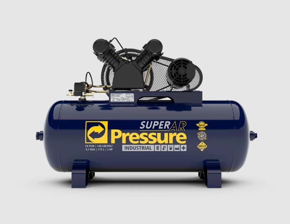 Compressor Super Ar 10Pcm V 175L 140Psi Monofásico Ip21 110/220V ...