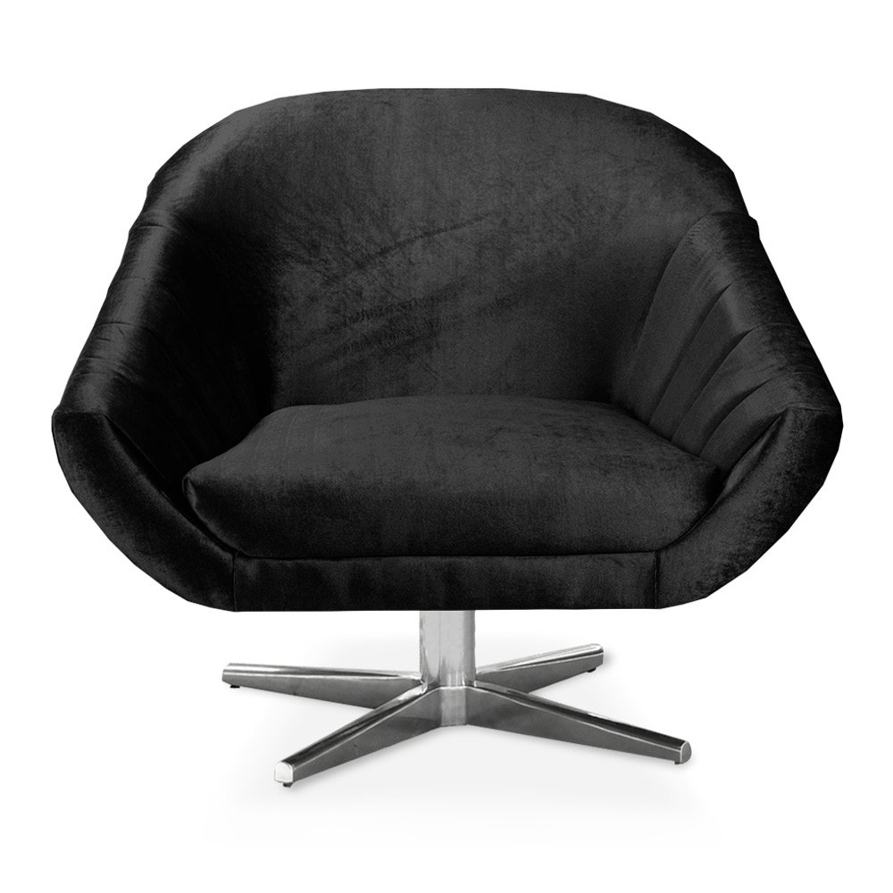 Kit 2 Poltronas Giratória Giovana Acetinado Preto Base Cromada - D ...