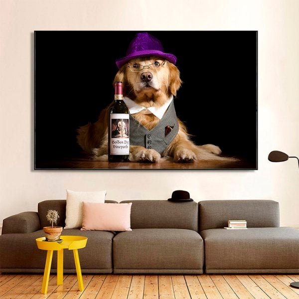 Quadro Cachorro Vinho Wine - Tela Única - 150 x 100 cm - Chassi ...