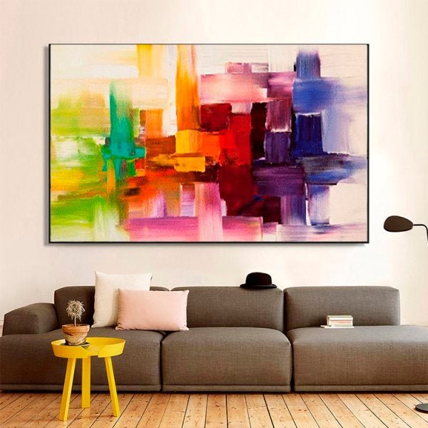 Quadro Abstrato Colorido Master - Tela Única - 120 x 90 cm - Chassi ...