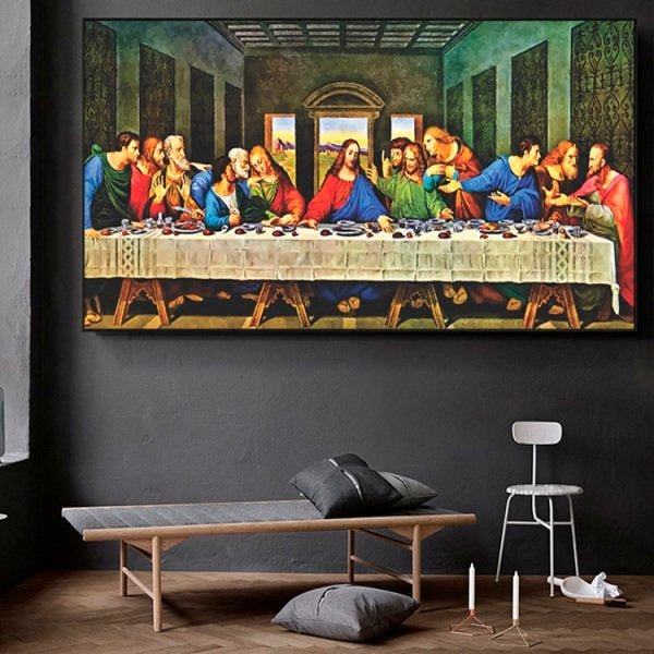 Quadro Santa Ceia II - Tela Única - 60 x 40 cm - Preta | MadeiraMadeira