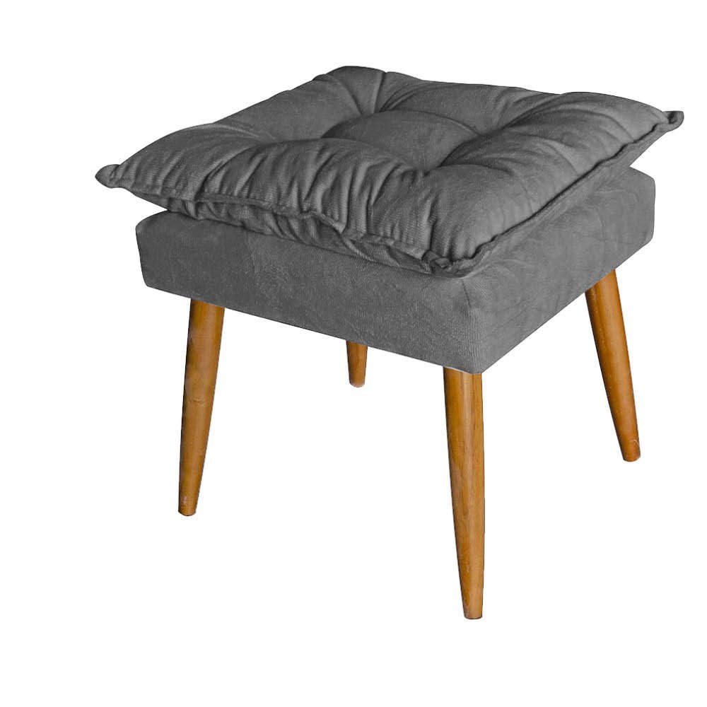 Puff Puf Banqueta Opala Para Quarto Sala Recepção Suede Cinza - Ninho ...