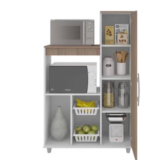 Armário Cozinha Multiuso Forno Fruteira Yara 1 porta 5 nichos 2 espaços ...