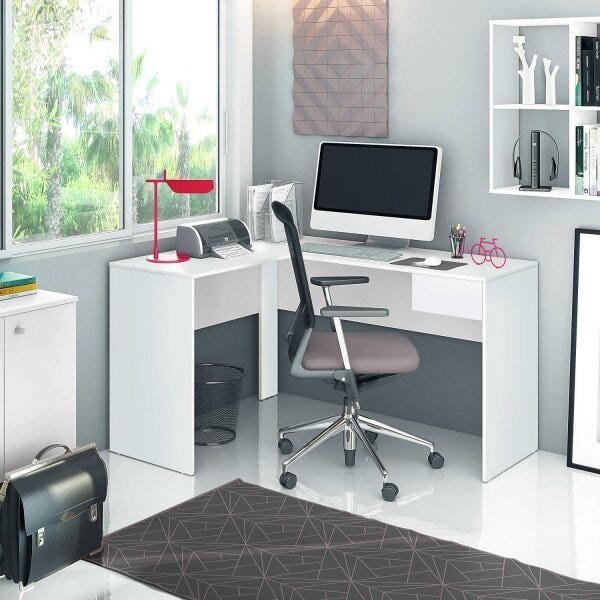 Escrivaninha em L 1 Gaveta Pegue Leve Casa D | MadeiraMadeira