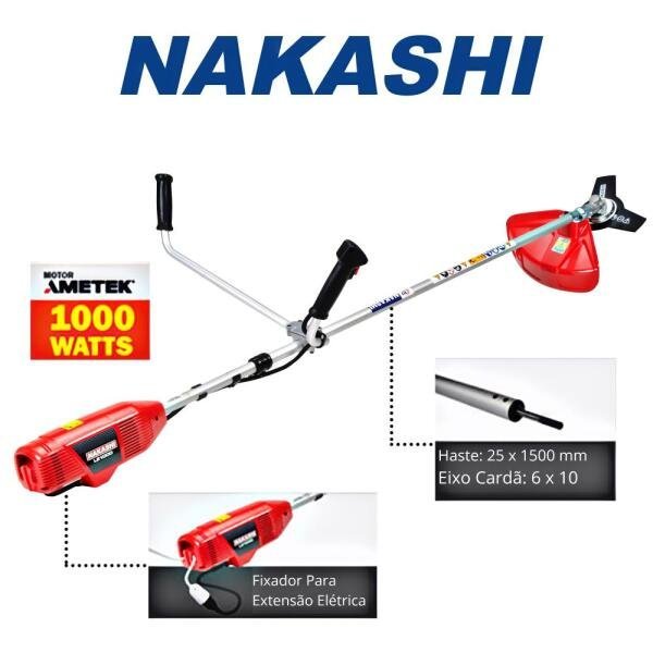 Roçadeira Profissional Lateral Elétrica Nakashi LE1000 127V Ideal Para ...