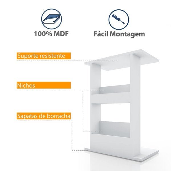 Mesa Lateral Notebook Quick - Branco | MadeiraMadeira