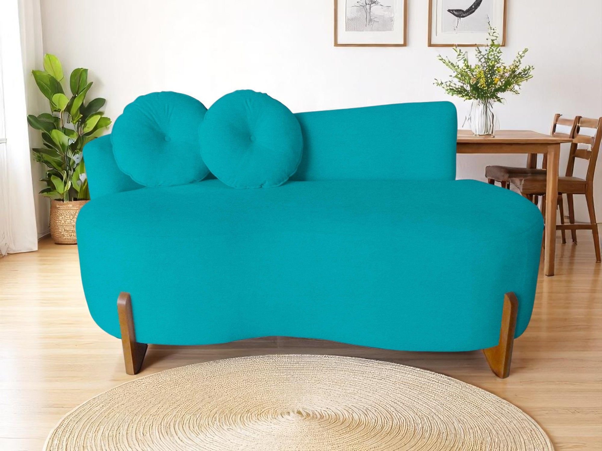 Namoradeira Sofá 02 Lugares Feijão Lounge Orgânica Boucle Azul Turquesa ...