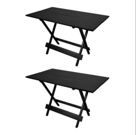 Kit 2 Mesas de Madeira Dobrável 1,20x70 Preta | MadeiraMadeira