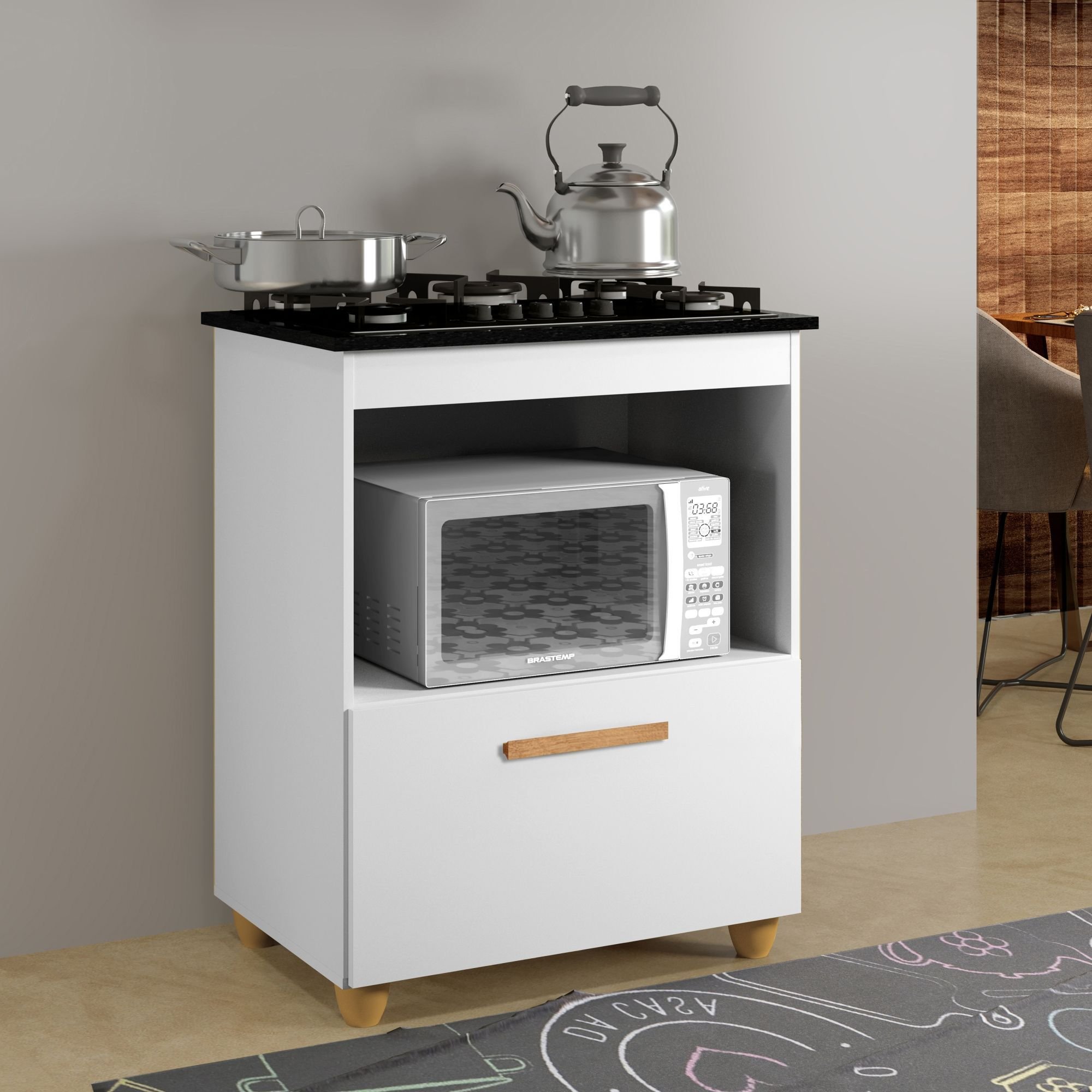 Balcão para Cooktop e Forno Smart Yescasa Branco | MadeiraMadeira