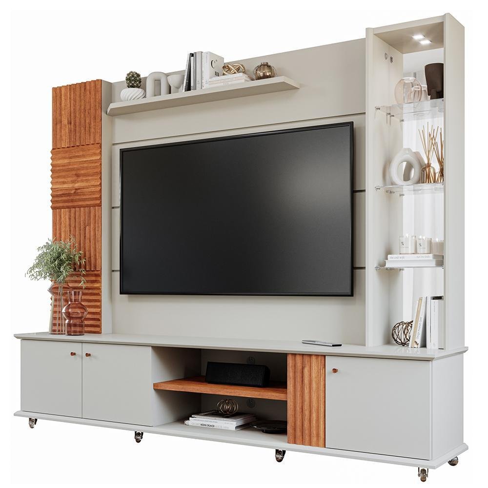 Estante Home Theater Riviera Off White/cinamomo para Tv até 60 ...