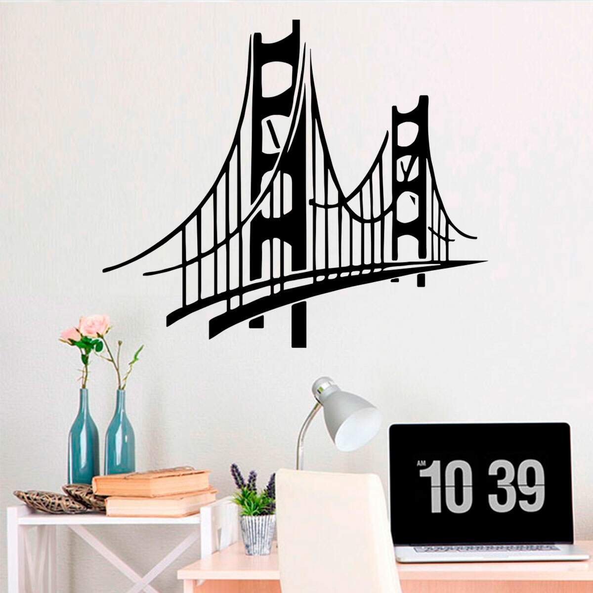 Adesivo de Parede Ponte Golden Bridge-Especial 115x98cm | MadeiraMadeira