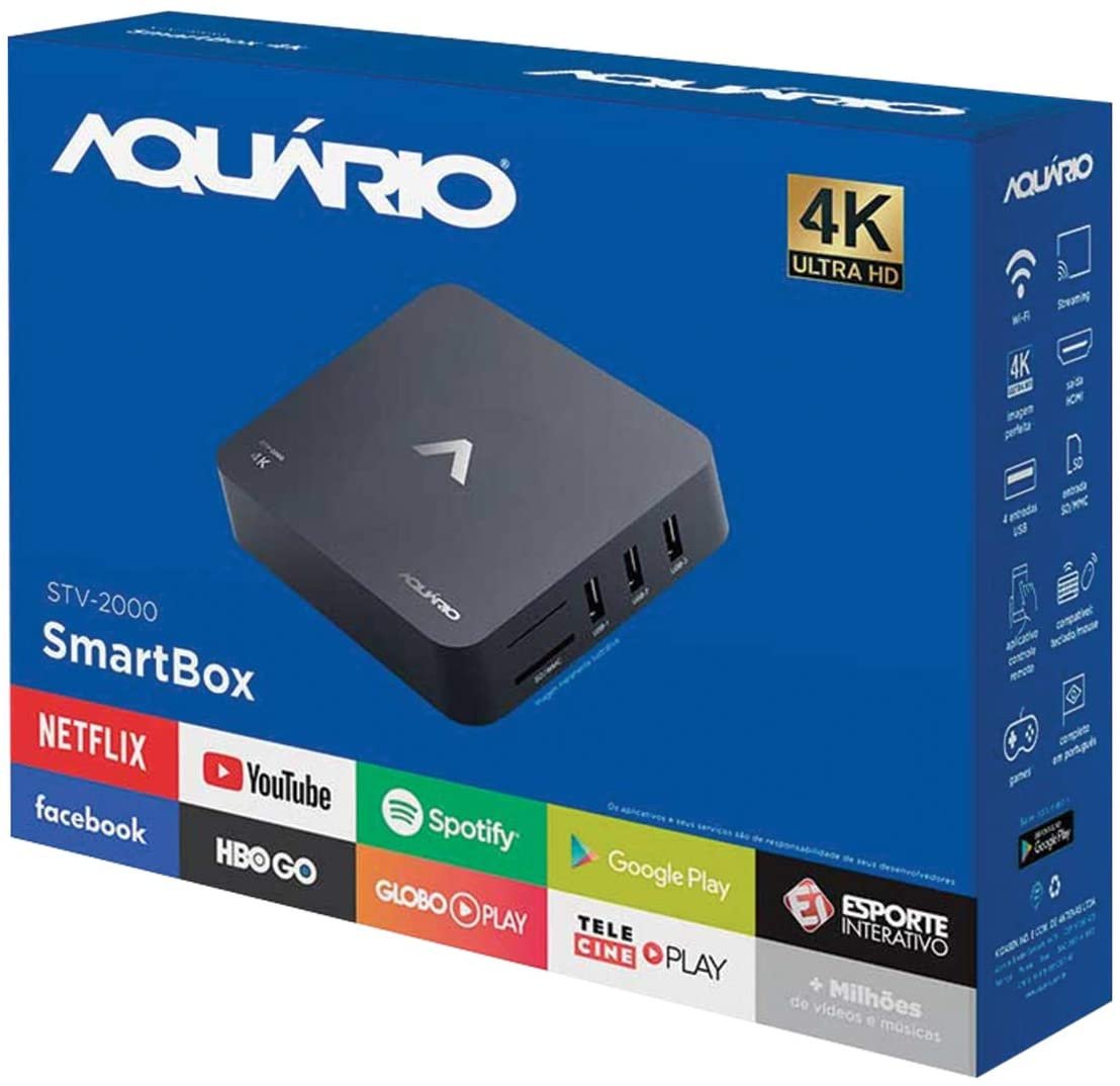 Receptor Smart Tv box Aquário STV-2000 padrão 4K 8GB Homologado pela ...
