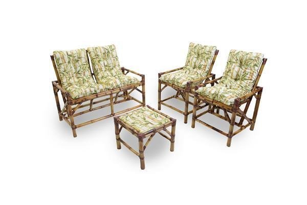 Kit Sofá de Bambu 4 Lugares com Almofadas Bambu Claro | MadeiraMadeira