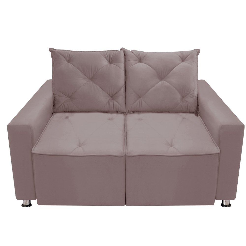 Sófa Retrátil e Reclinável 2 lugares Bariloche Veludo Rosê - Shop das Cabeceiras | MadeiraMadeira